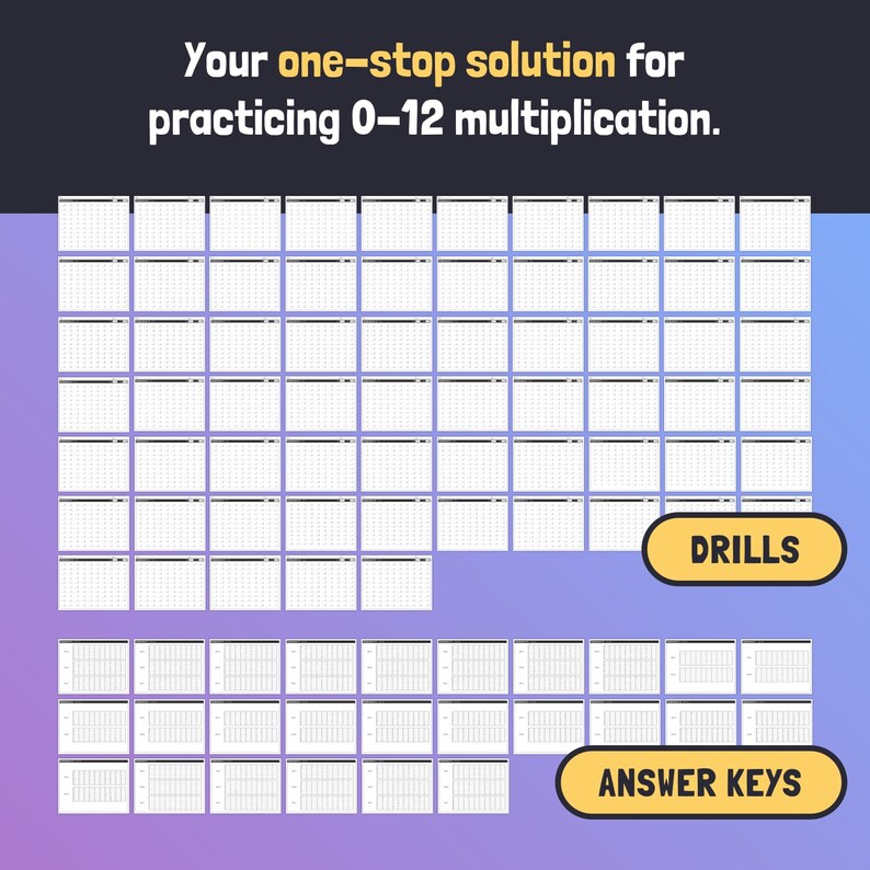 Timed Multiplication Drills 0-12 Times Tables Multiplication - Etsy