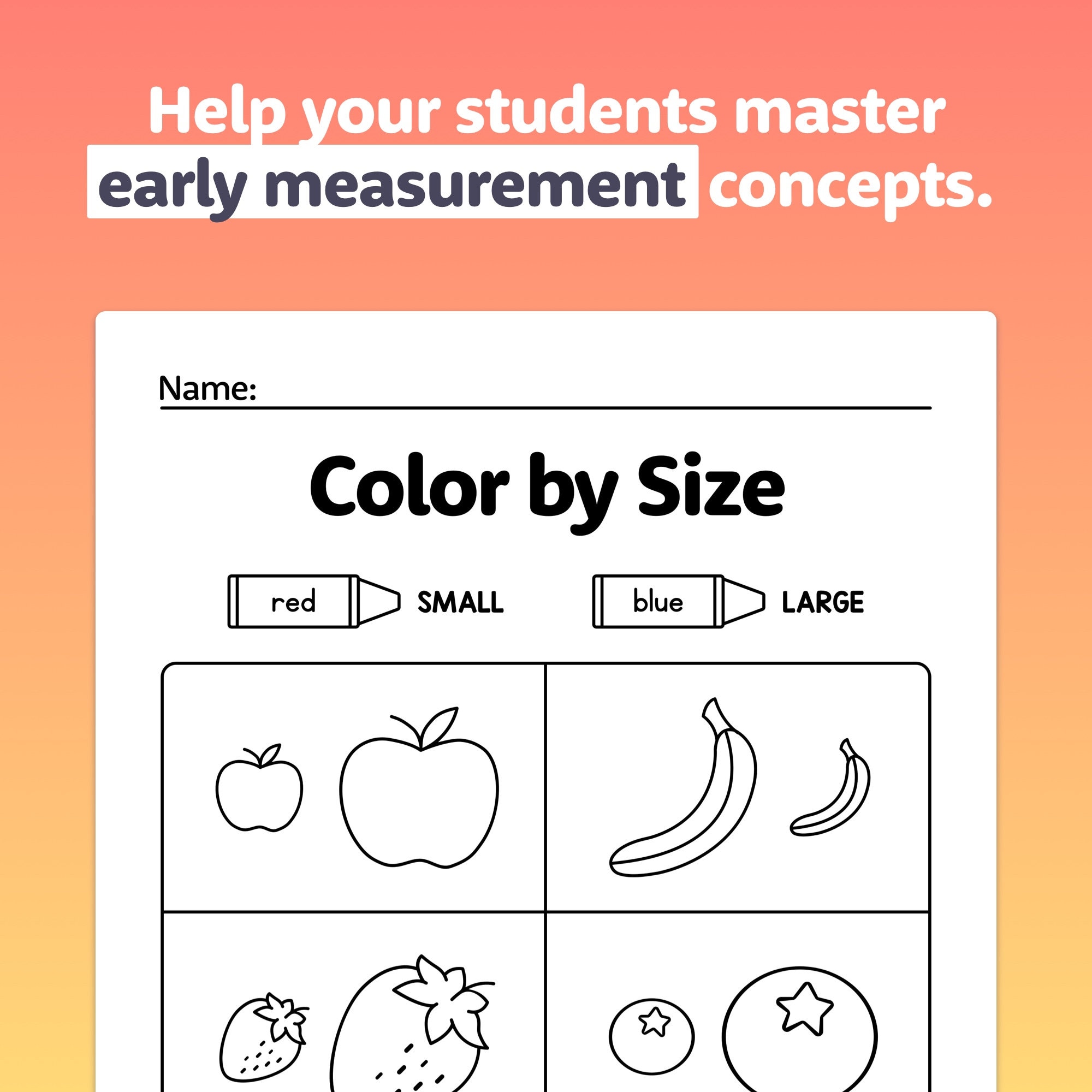 Kindergarten Measurement Worksheets | Comparing Size, Length, Height ...