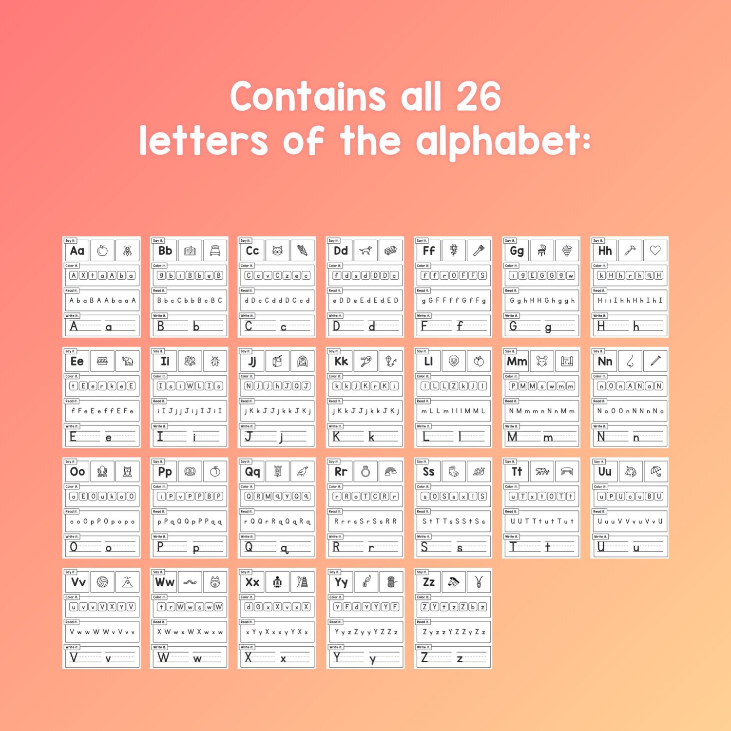 Alphabet Worksheets Kindergarten, 1st, 2nd Grade Alphabet Practice ...