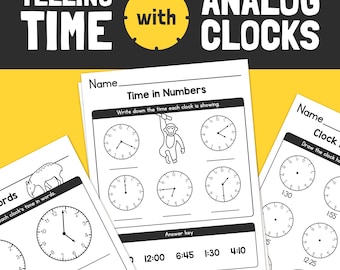 Kids Clock Time Matching Printable Puzzle Begginers Math - Etsy