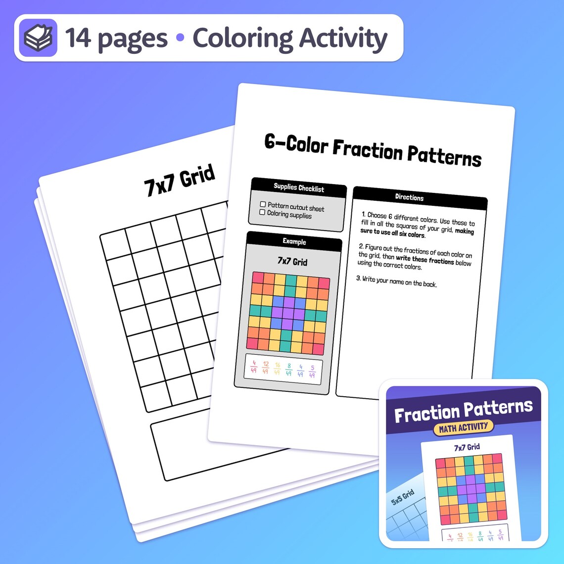 No Prep Fractions Bundle 2nd, 3rd, 4th Grade Fraction Worksheets ...