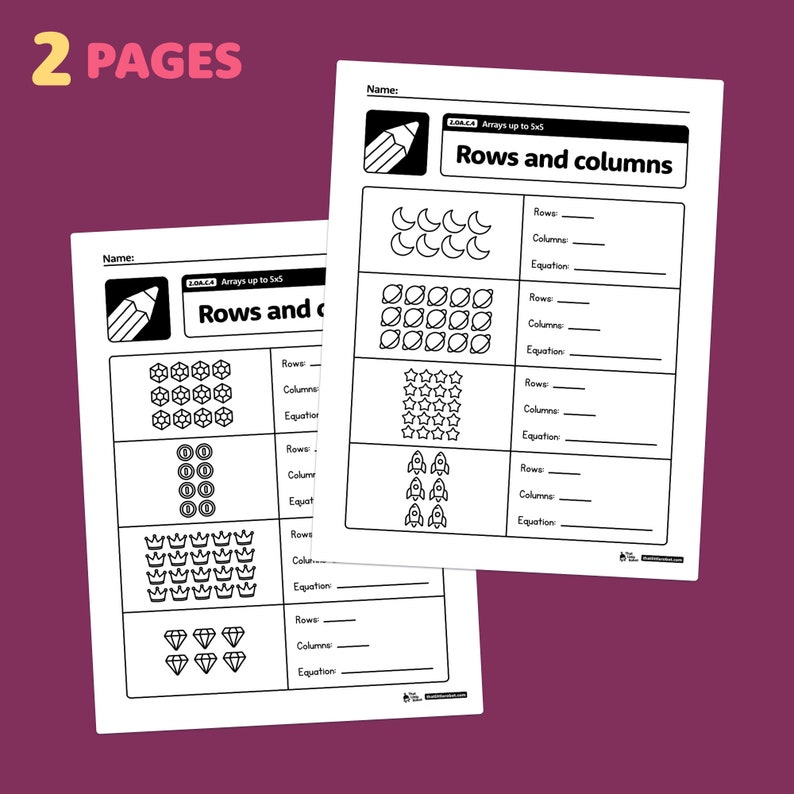 Arrays & Repeated Addition Worksheets | 2nd Grade Rows and Columns Math ...