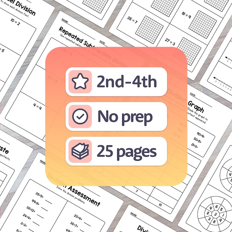 No Prep Division Worksheets | 2nd, 4th, 3rd Grade Division Activities ...