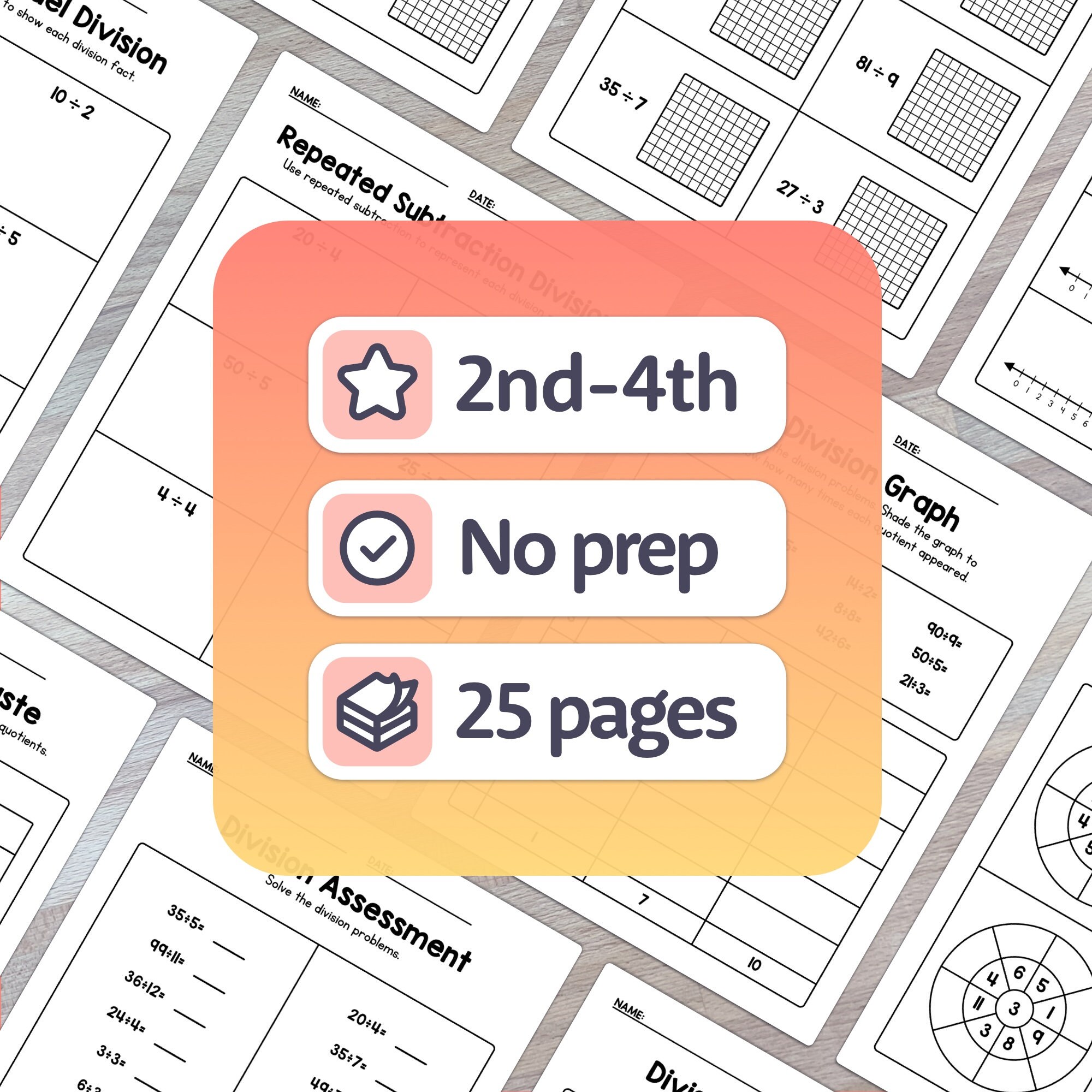 No Prep Division Worksheets | 2nd, 4th, 3rd Grade Division Activities ...