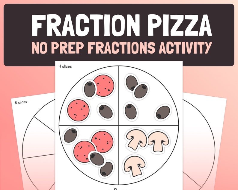 Fraction Pizza Craft Beginner Fractions Activity Cut and - Etsy