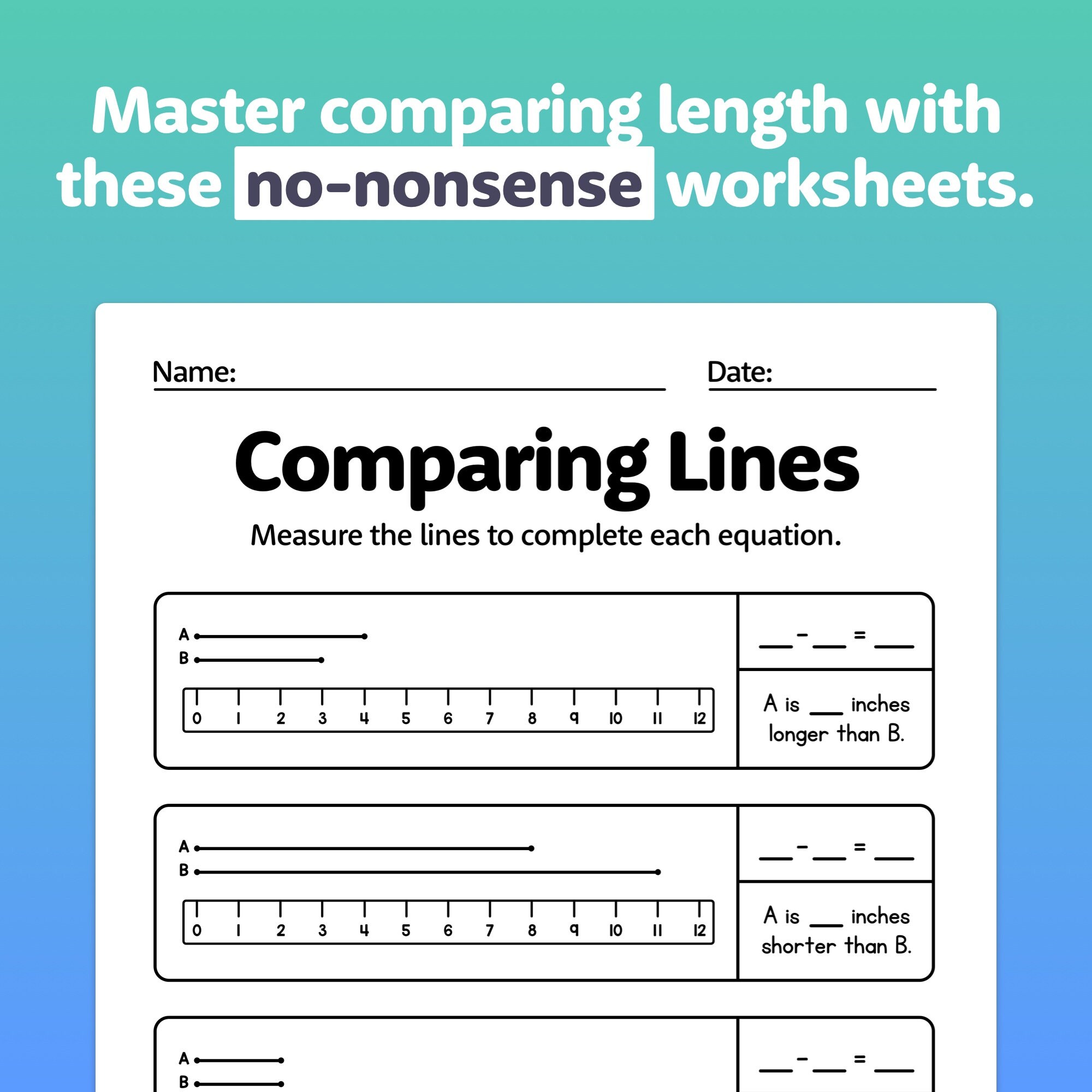 2nd Grade Comparing Length Worksheets | No Prep 2nd Grade Measurement ...