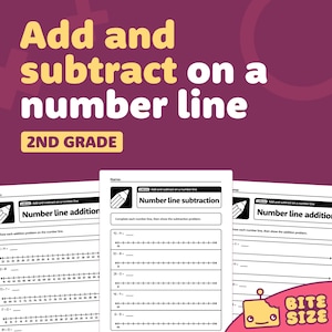 Add & Subtract on a Number Line Worksheets | 2nd Grade Math Centers and ...