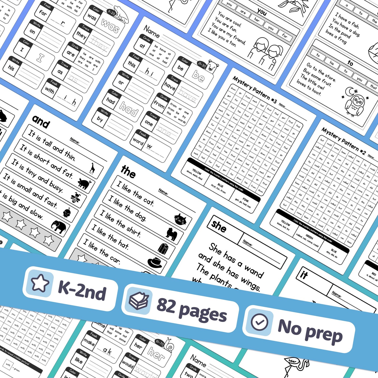 No Prep Sight Words Bundle | Kindergarten & 1st Grade Sight Word ...