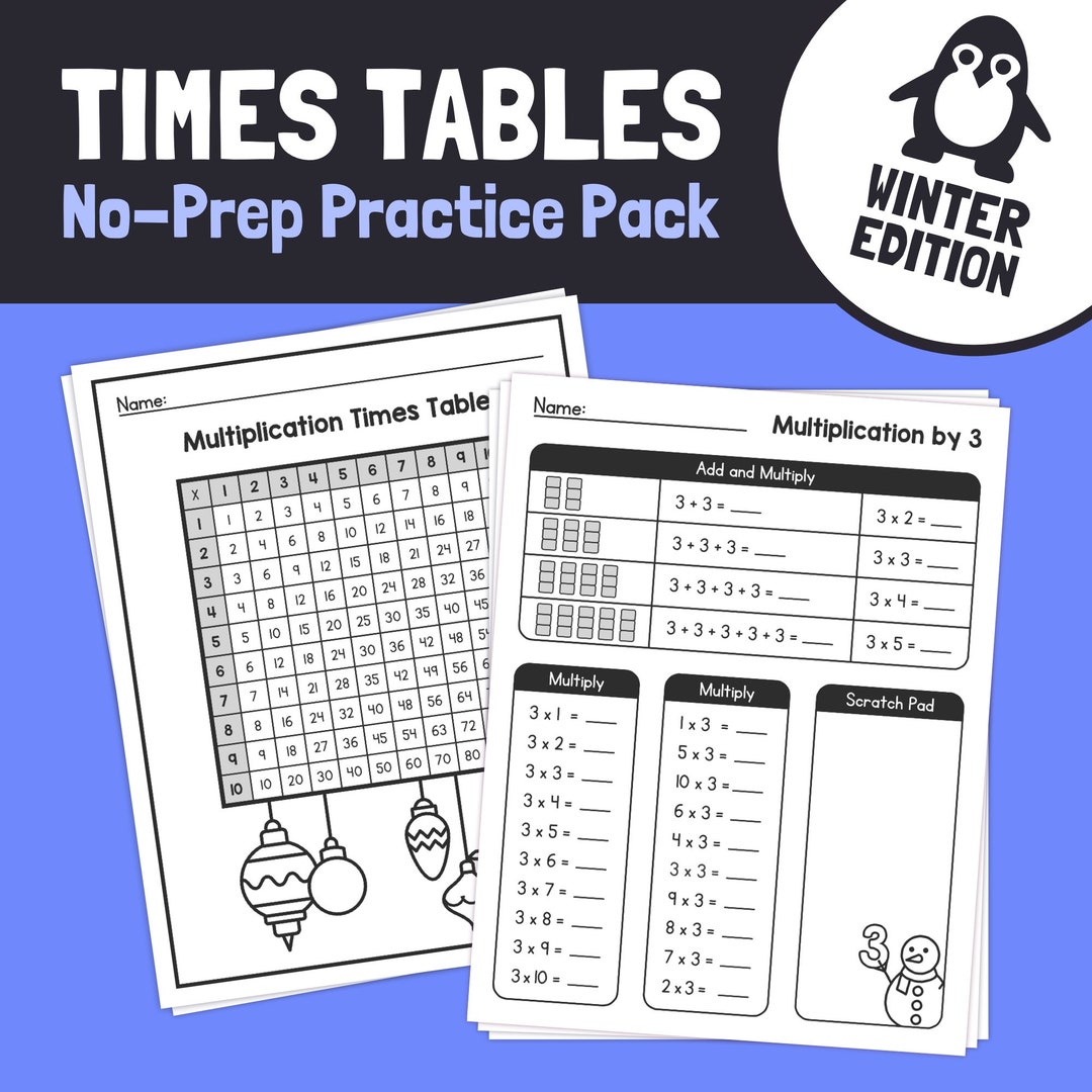 Learn Multiplication Times Tables 1-10 | Winter Multiplication Facts ...