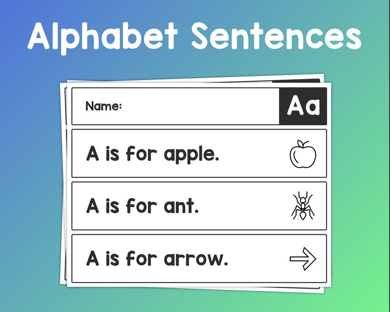 Alphabet Sentences Kindergarten 1st 2nd Grade Alphabet - Etsy