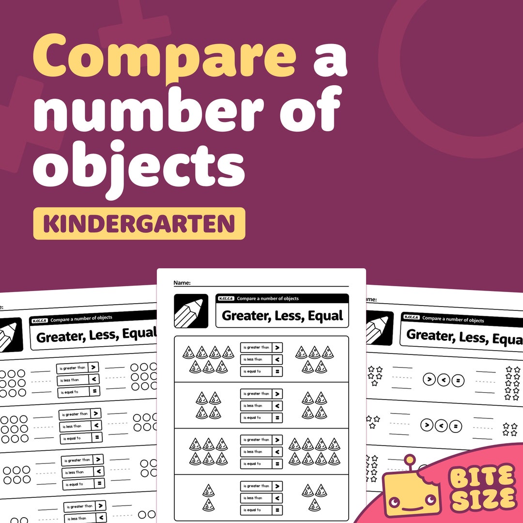 Compare a Number of Objects Worksheets | Kindergarten Math Centers ...