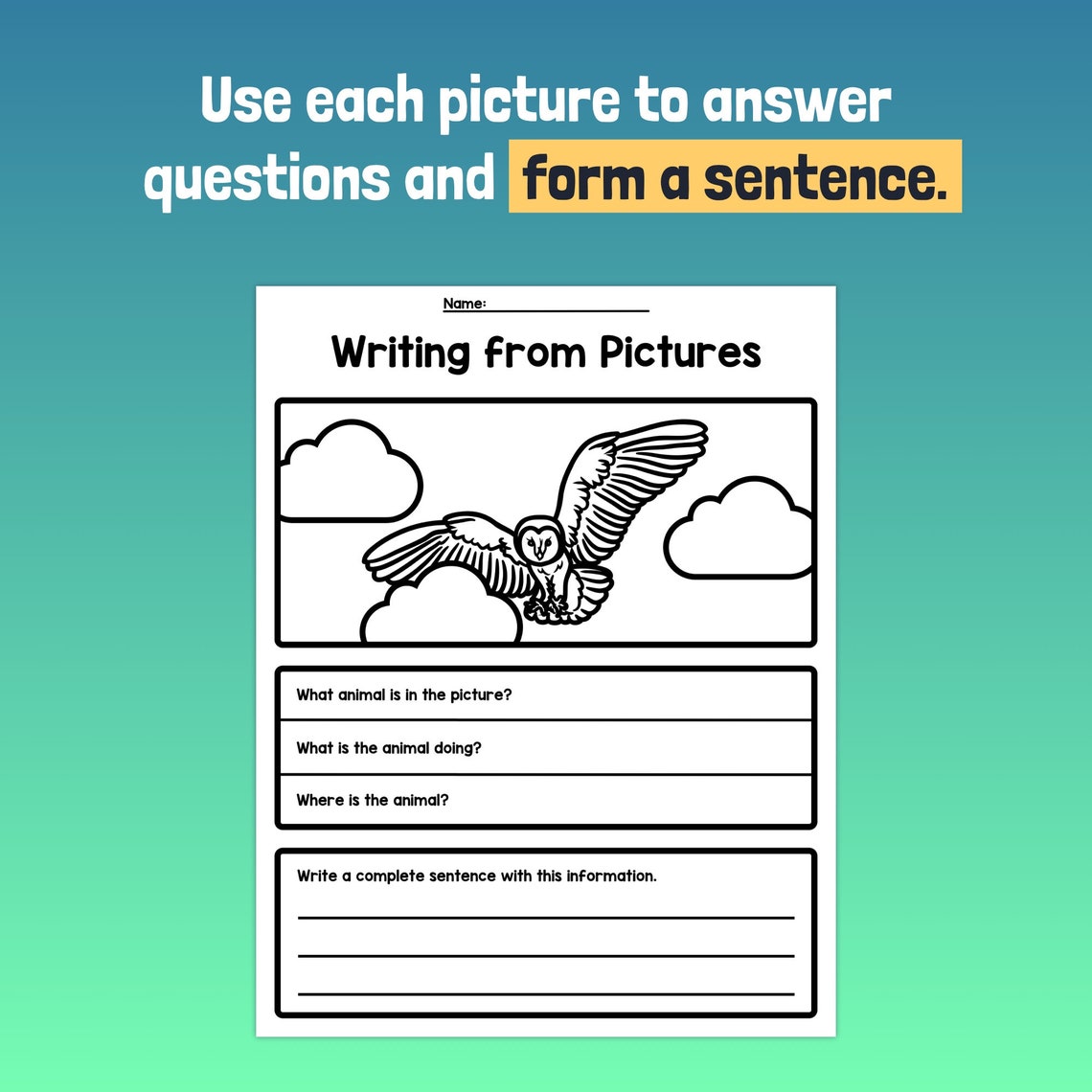 Sentence Writing Worksheets K-3rd Grade Sentence Structure - Etsy