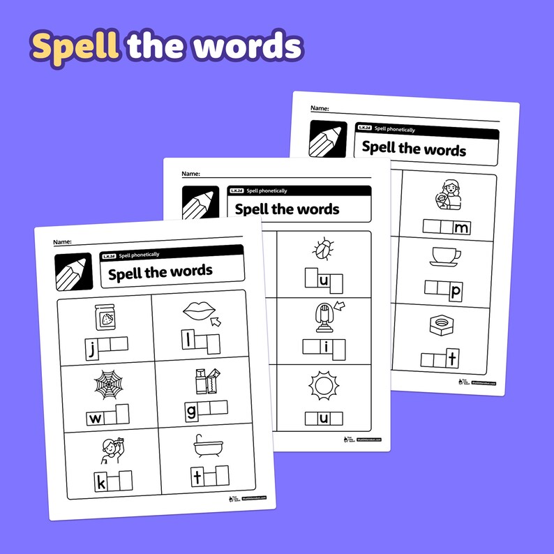 Spell Phonetically Worksheets & Activities | Kindergarten CVC Words and ...