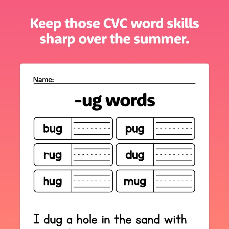 Summer CVC Words Worksheets | Summer Kindergarten & 1st Grade CVC Words ...