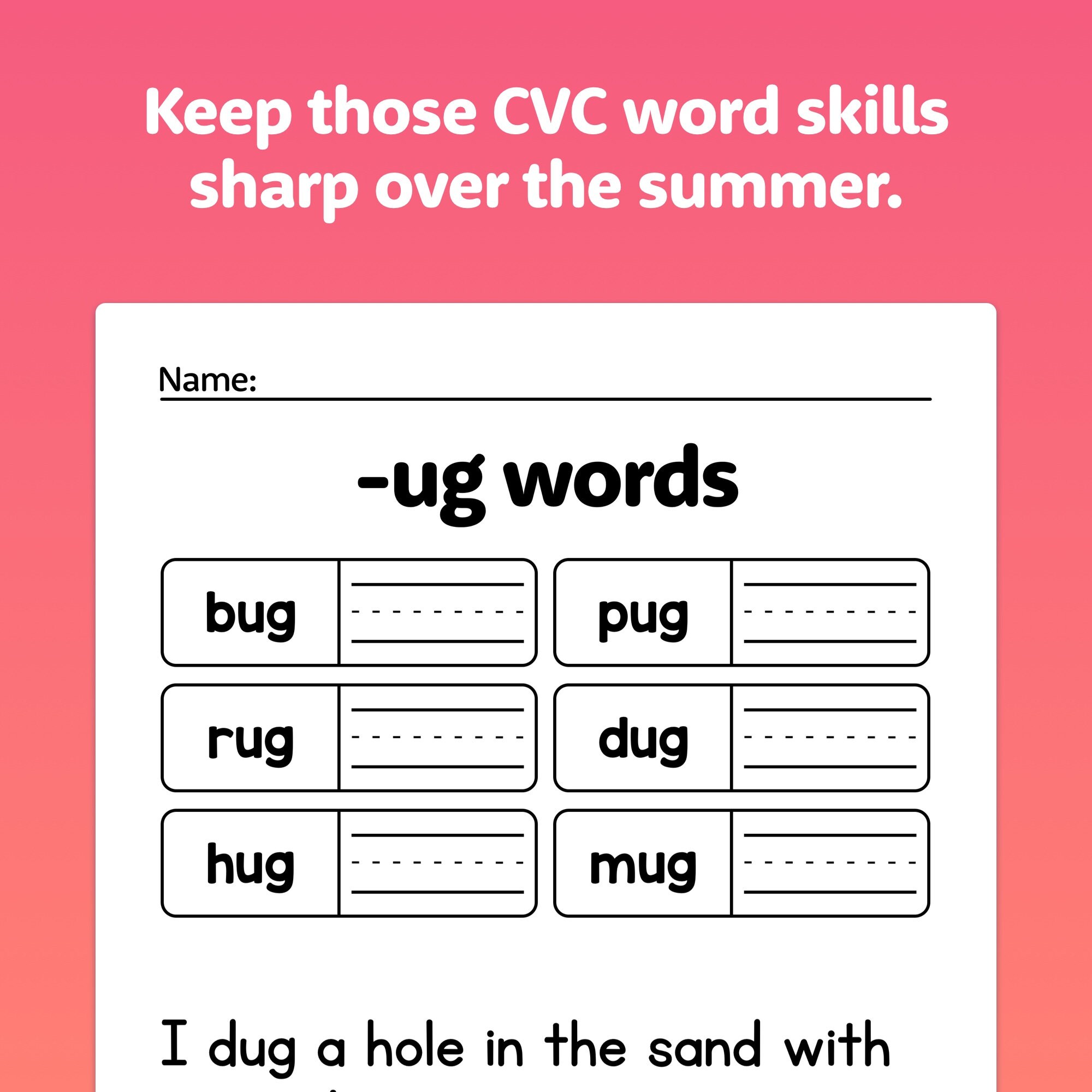 Summer CVC Words Worksheets Summer Kindergarten & 1st Grade CVC Words ...