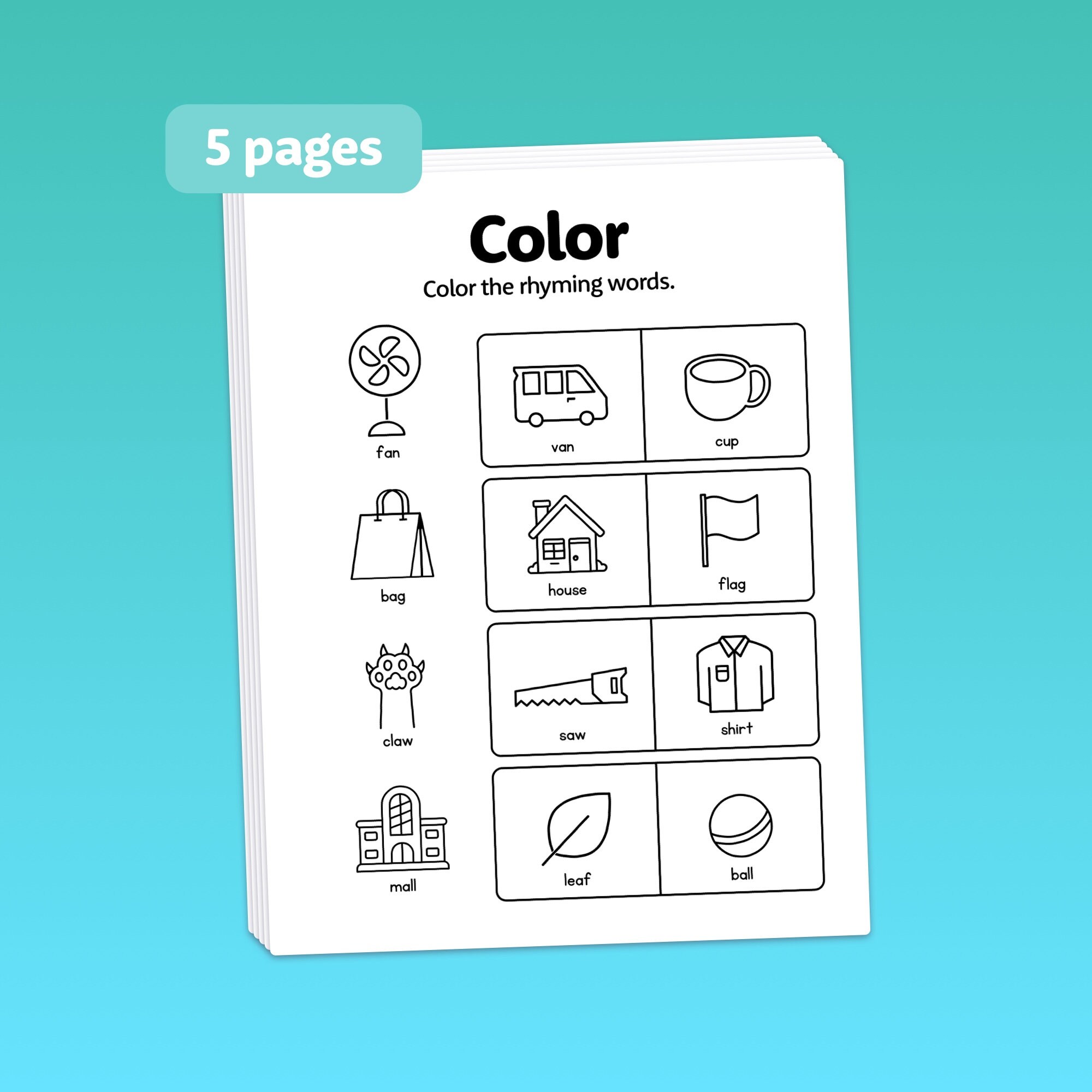 Rhyming Words Worksheets | Kindergarten Rhyming & Phonemic Awareness ...