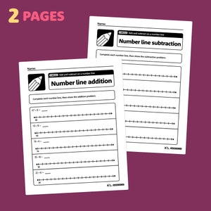 Add & Subtract on a Number Line Worksheets | 2nd Grade Math Centers and ...