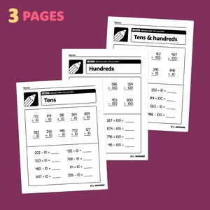 Mental Math, Add and Subtract 10 & 100 Worksheets | 2nd Grade Place ...