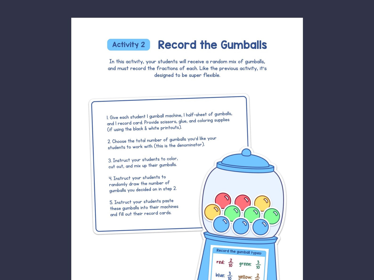 Gumball Fractions Activity | Fractions Craft — 2nd & 3rd Grade Math ...