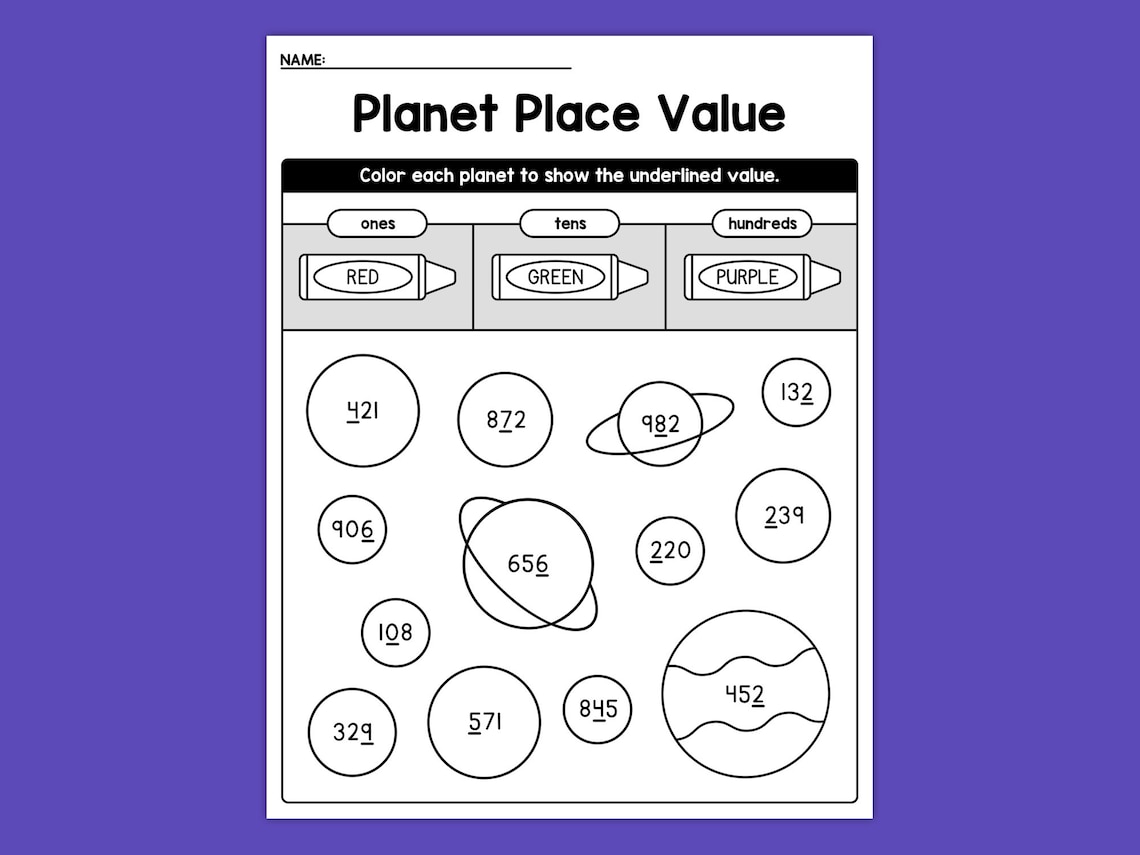 Place Value Worksheets Space Place Value Activities Hundreds, Tens ...