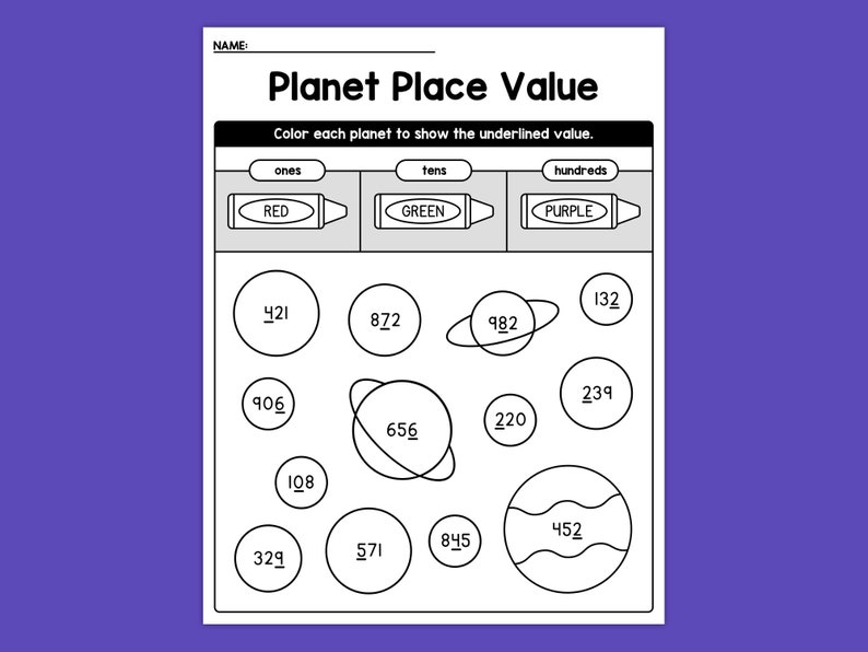 Place Value Worksheets | Space Place Value Activities — Hundreds, Tens ...