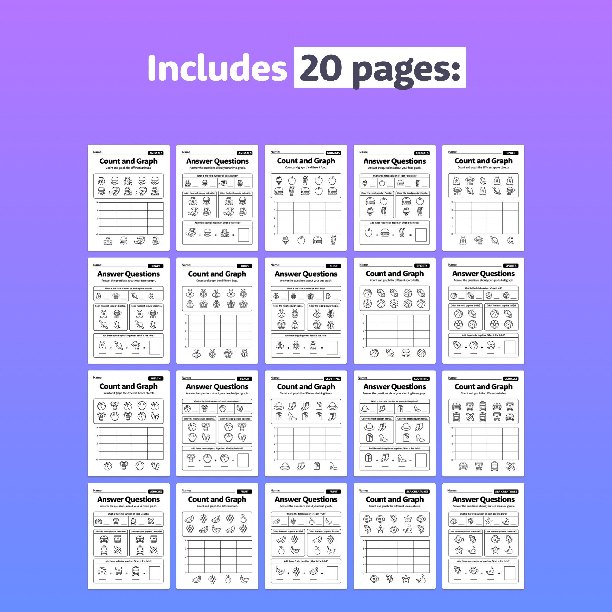 Bar Graph Worksheets 1st Grade Graphs, 2nd Grade Graphs, Analyzing Data ...