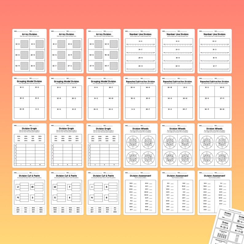 No Prep Division Worksheets | 2nd, 4th, 3rd Grade Division Activities ...