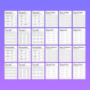 No Prep Kindergarten Addition & Subtraction Worksheets (up to 10 ...
