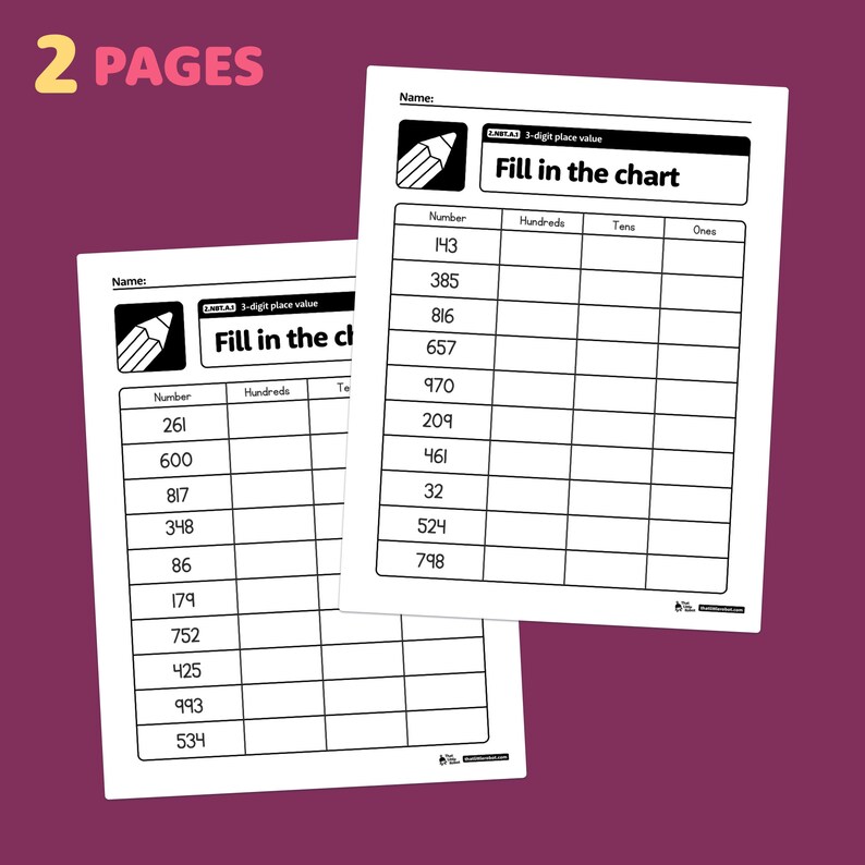 3 Digit Place Value Worksheets | 2nd Grade Hundreds, Tens, and Ones ...