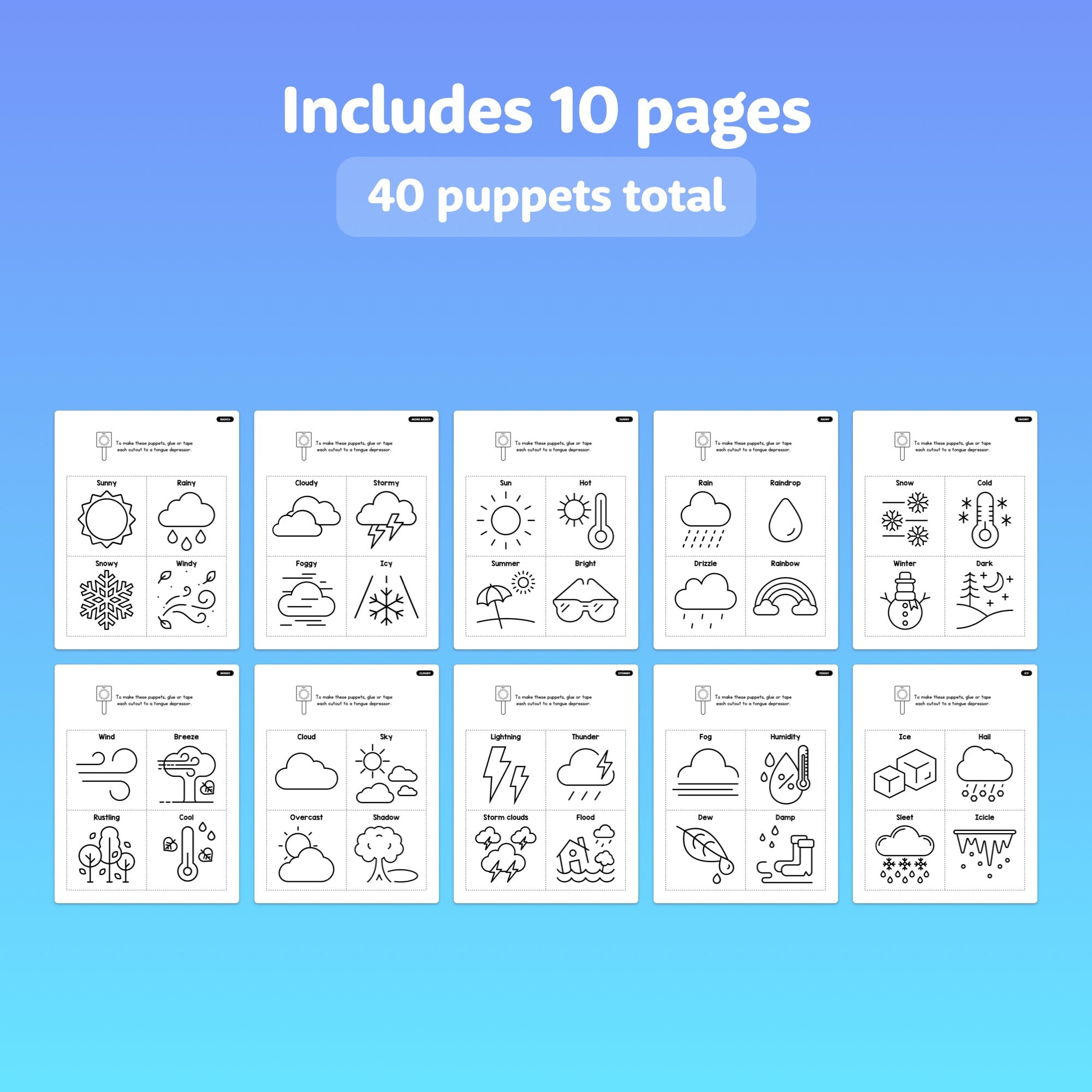 Weather Craft Puppets | Pre-k & Kindergarten Science Center | Easy ...