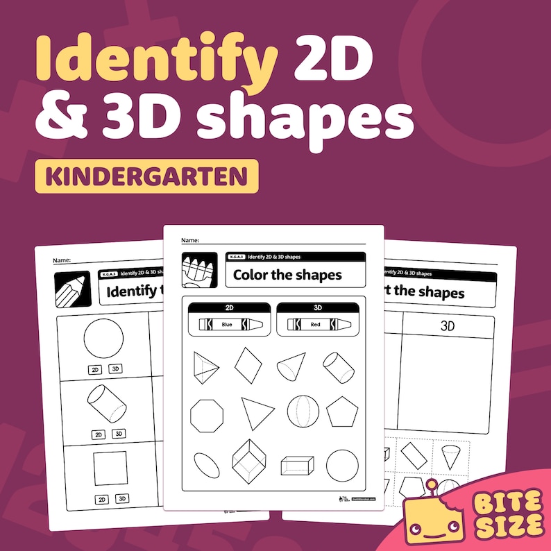 Identify 2d & 3d Shapes Worksheets | Kindergarten Geometry Activities ...