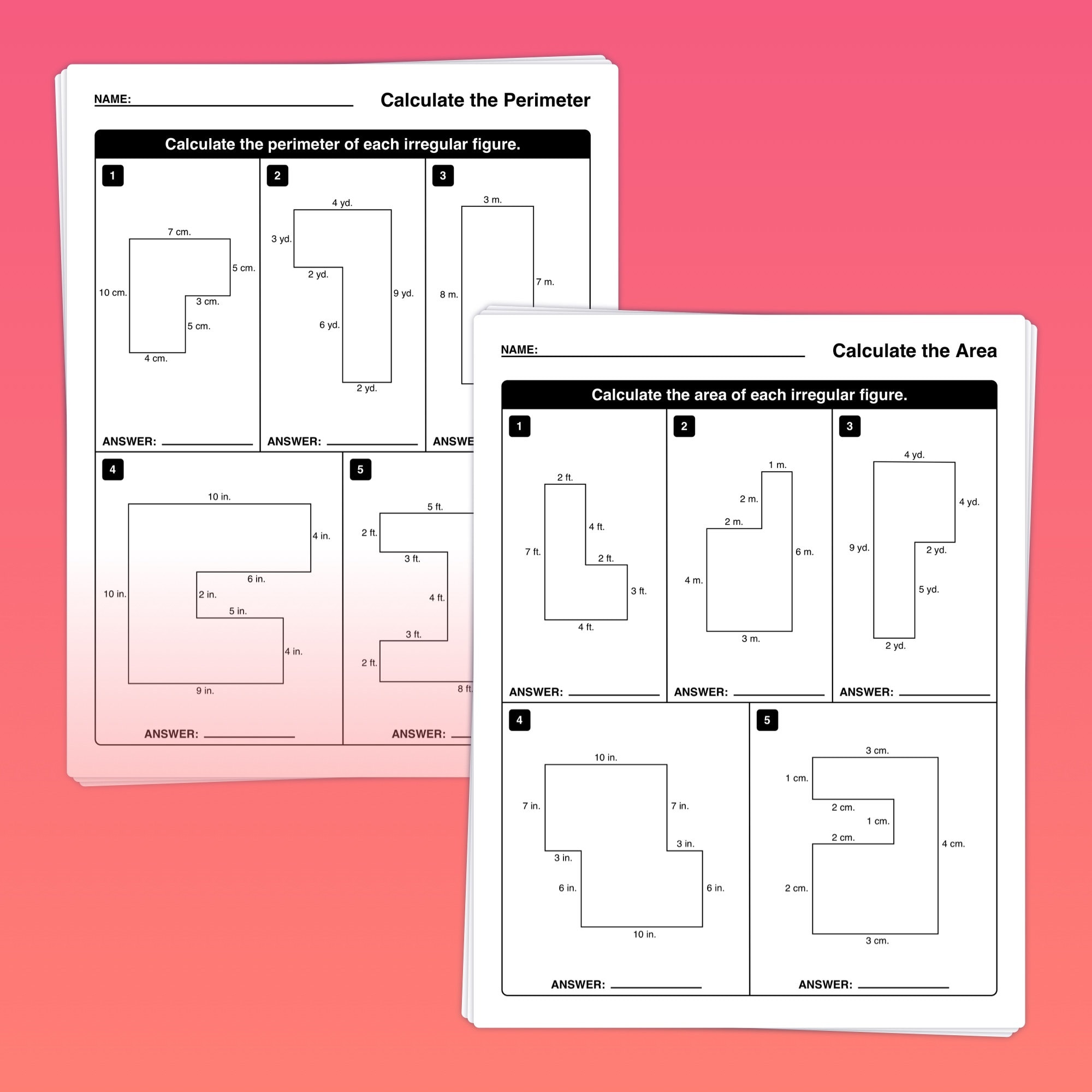 No Prep Area and Perimeter of Irregular Figures | 4th & 3rd Grade Area ...