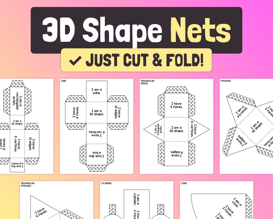3D Shape Nets Activity 4th 5th 6th Grade Cutout 3D Shapes - Etsy