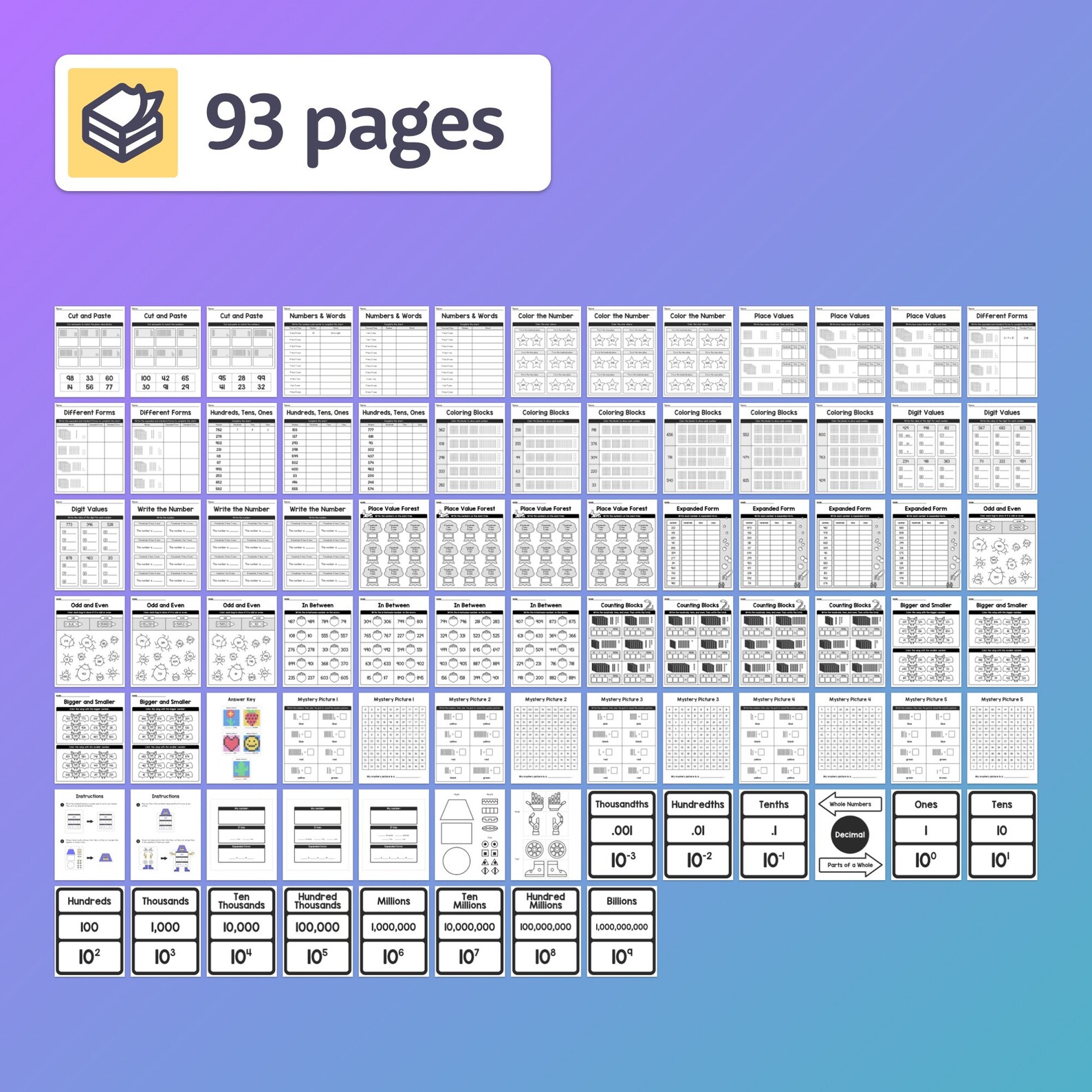 No Prep Place Value Unit | 1st, 2nd, 3rd Grade Place Value Worksheets ...