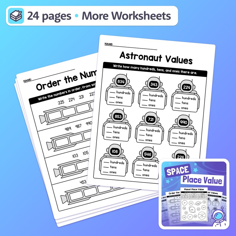 No Prep Place Value Bundle | 1st, 3rd, 2nd Grade Place Value Worksheets ...