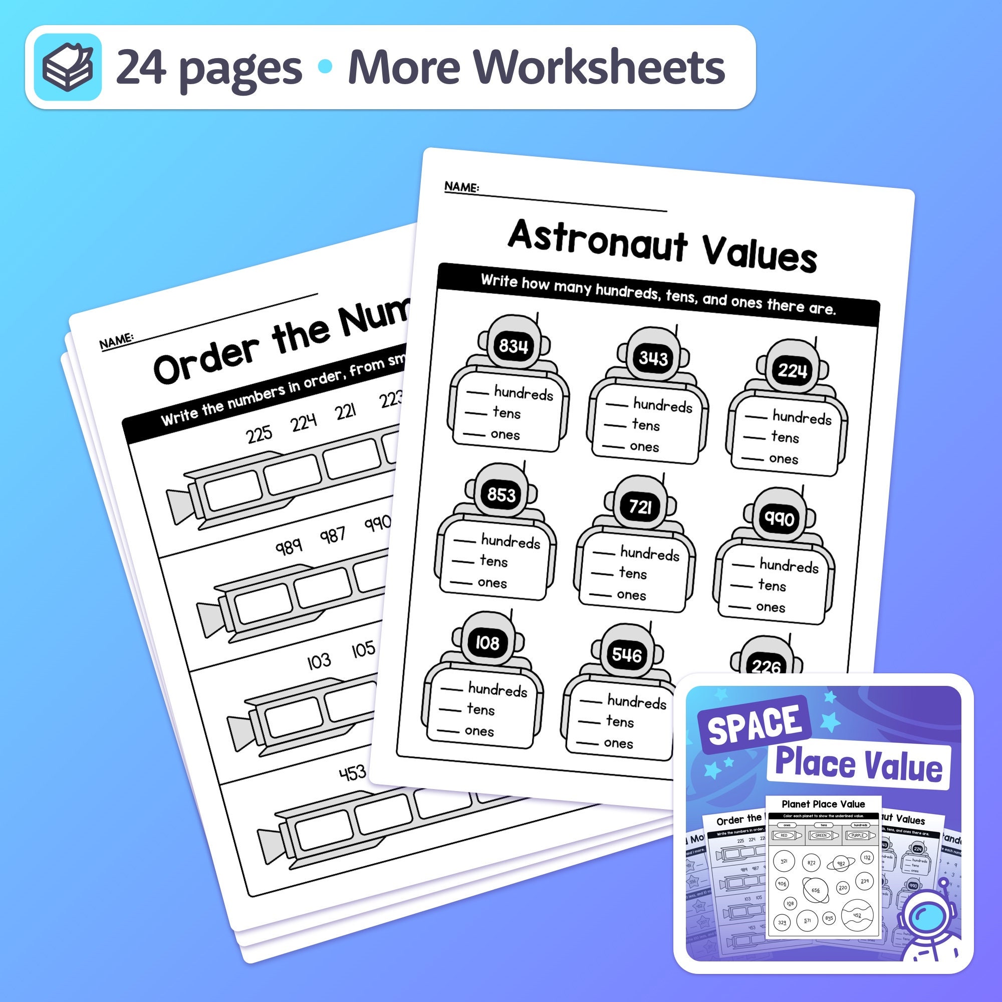 No Prep Place Value Bundle | 1st, 3rd, 2nd Grade Place Value Worksheets ...