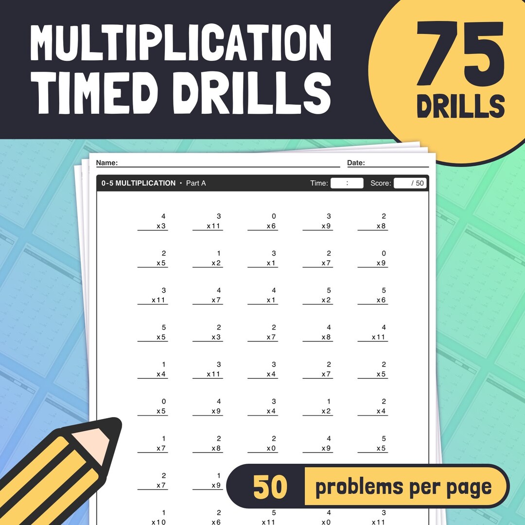 Timed Multiplication Drills | 2nd, 3rd, 4th Grade Times Tables Quizzes ...