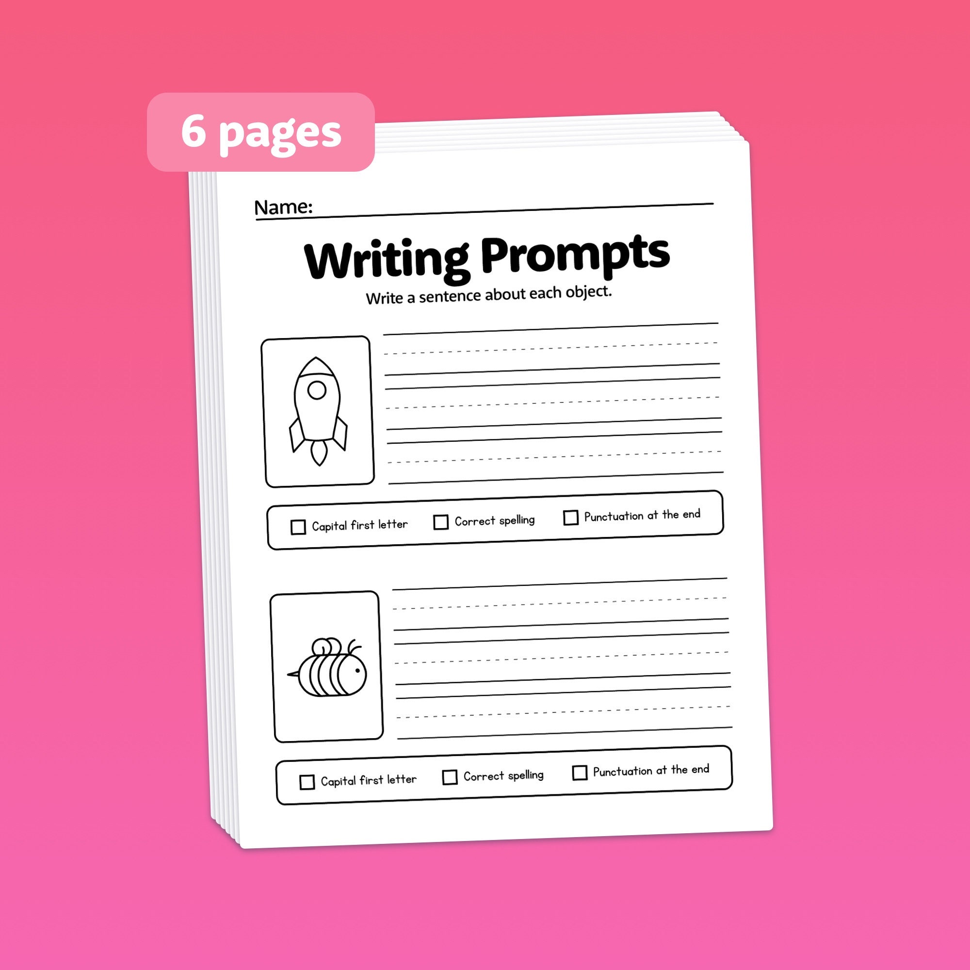 Capitalization & End Punctuation Worksheets | No Prep 1st and 2nd Grade ...