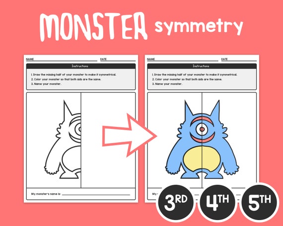 Symmetry Worksheets 3rd 4th 5th Grade / Monster Symmetry | Etsy