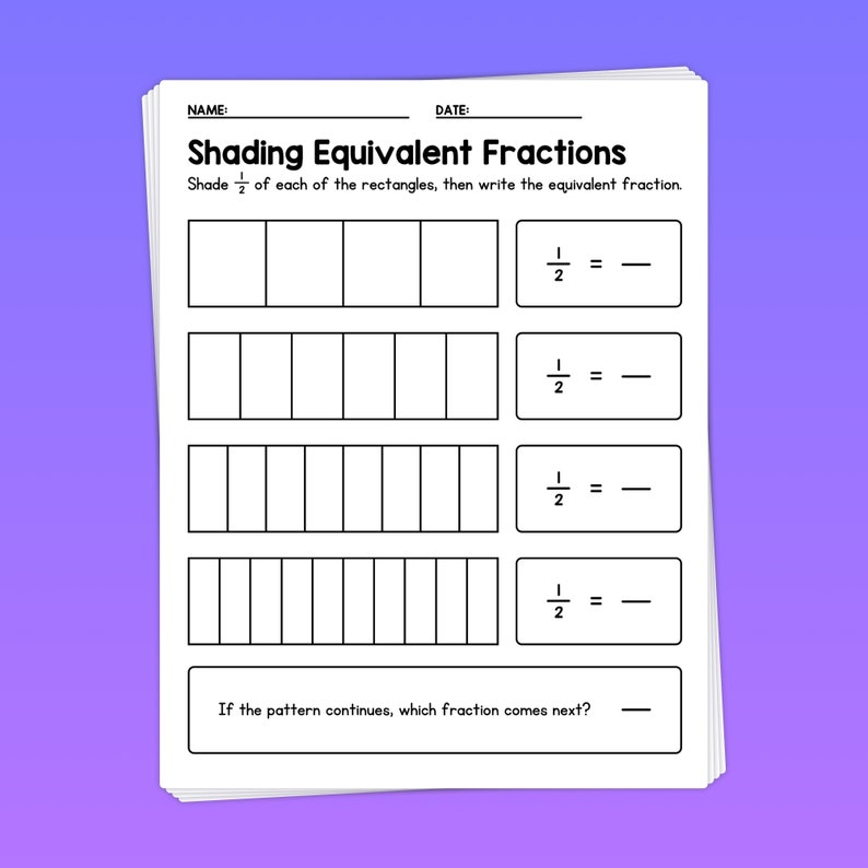 No Prep Equivalent Fractions Worksheets | Fraction Activities — 3rd ...