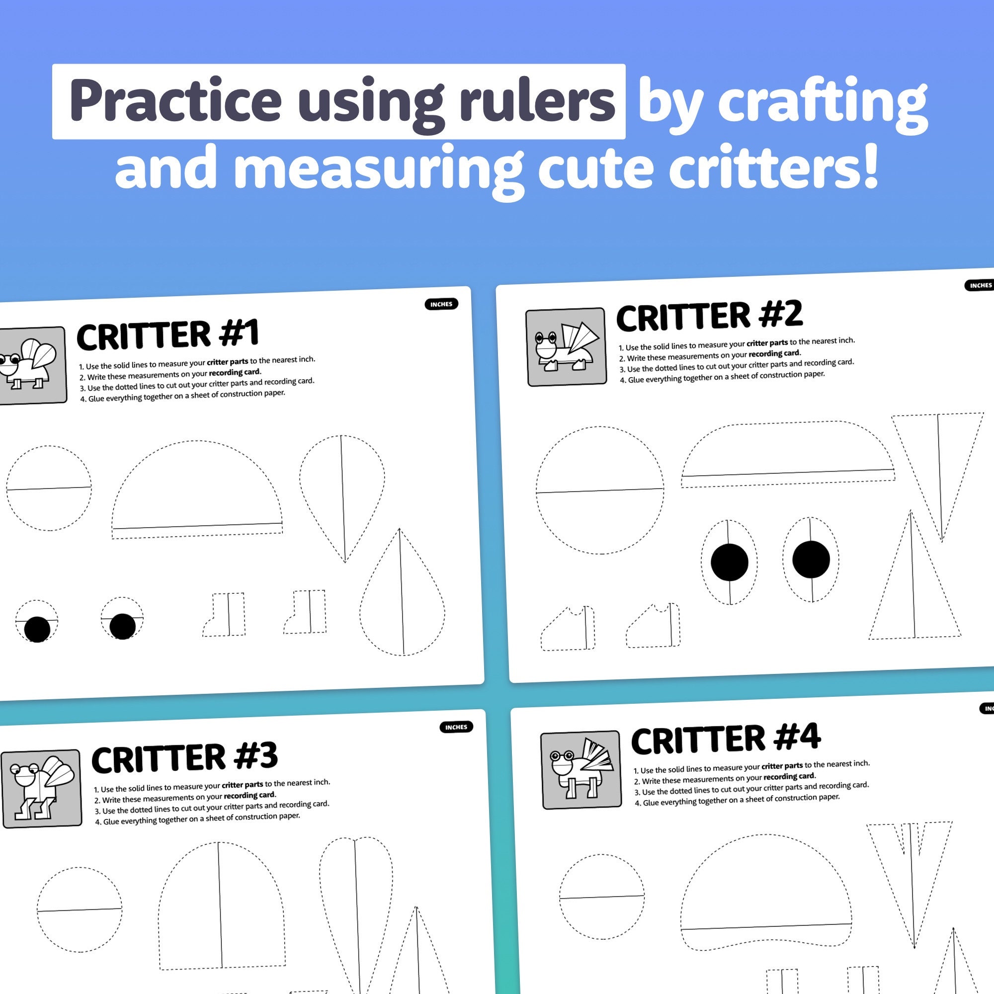 No Prep Measurement Craft 1st & 2nd Grade Measurement Math Craft, Math ...