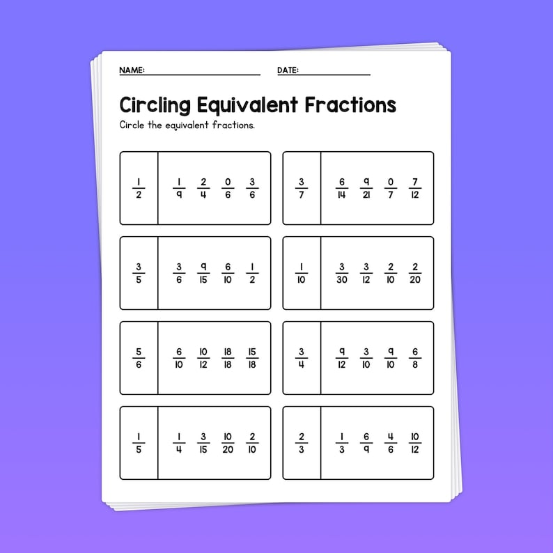 No Prep Equivalent Fractions Worksheets | Fraction Activities — 3rd ...