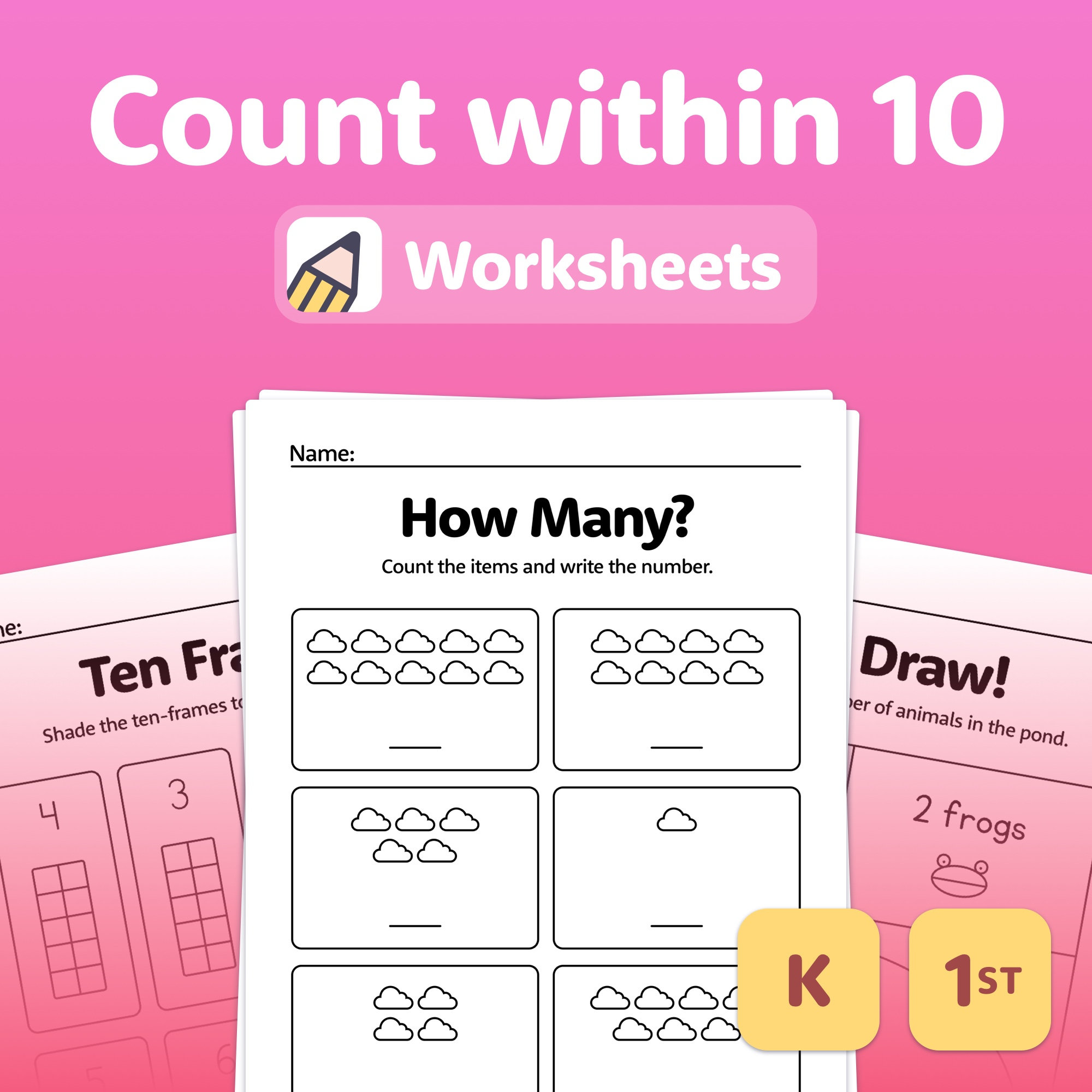 Counting Sets to 10 | Kindergarten Counting & Cardinality Worksheets ...