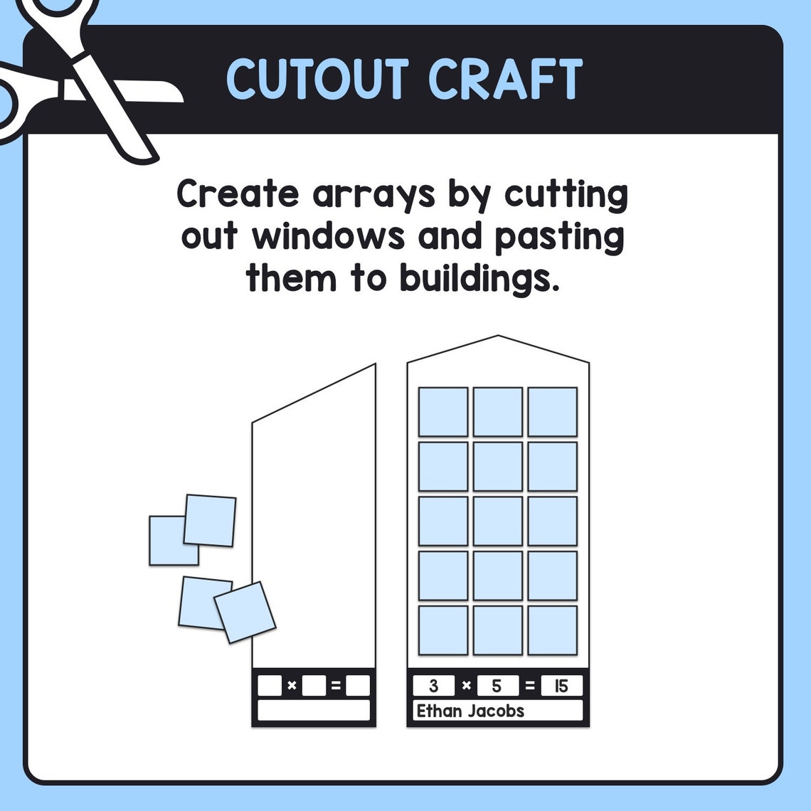 Array City Math Craft 2nd, 3rd, 4th Grade Multiplication Arrays ...