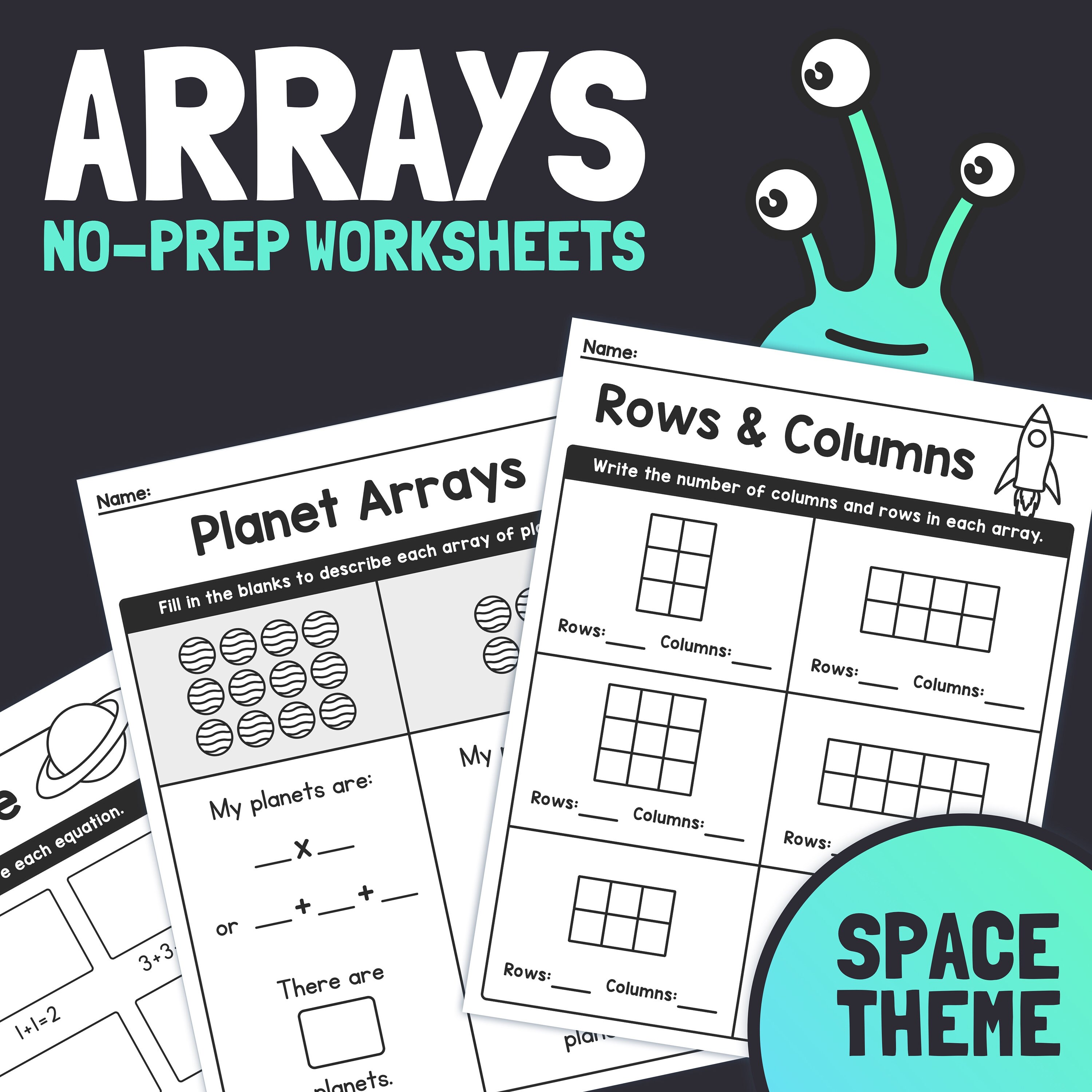 Practice Arrays Worksheets | No Prep Arrays Activity, Space Arrays Unit ...