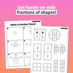 No Prep Fractions Craft | 2nd, 3rd & 4th Grade Math Center | Halves ...