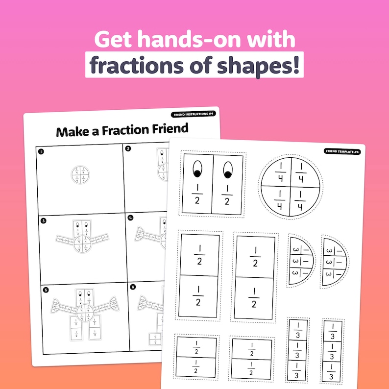 No Prep Fractions Craft | 2nd, 3rd & 4th Grade Math Center | Halves ...