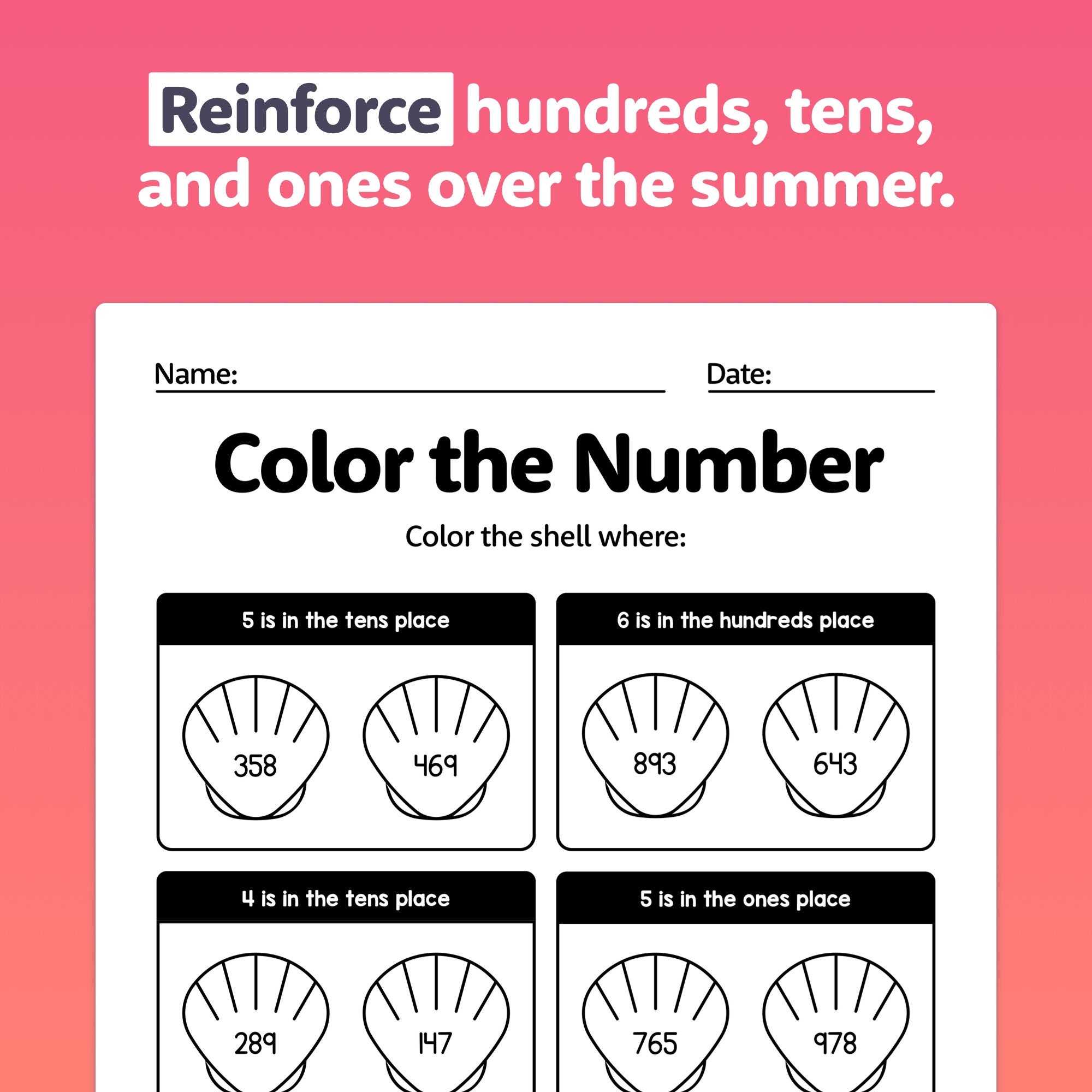 Summer Place Value Worksheets | Hundreds, Tens, and Ones | 1st Grade ...