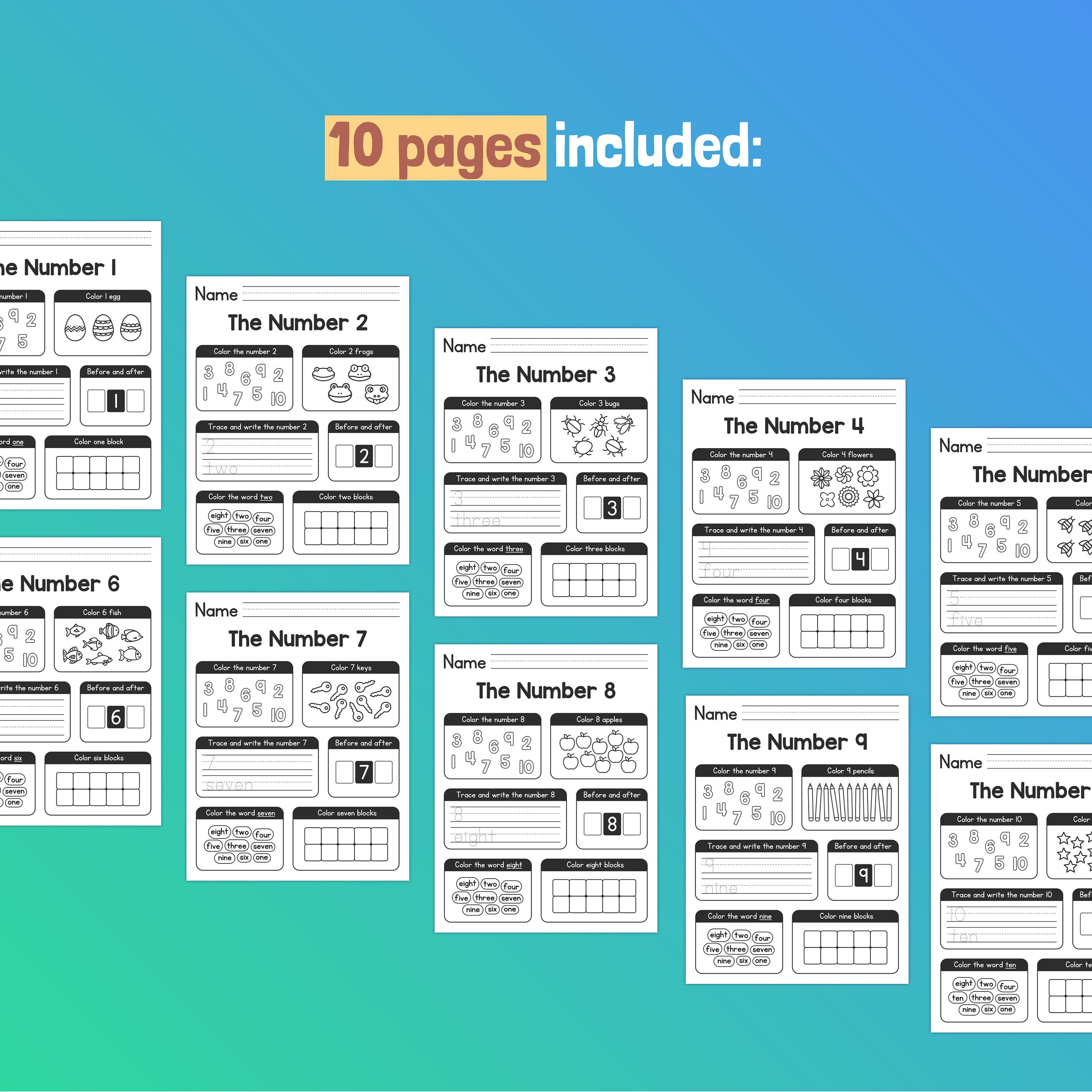 Learn Numbers 1-10 Worksheets Number Sense Activities, Pre-k Math ...