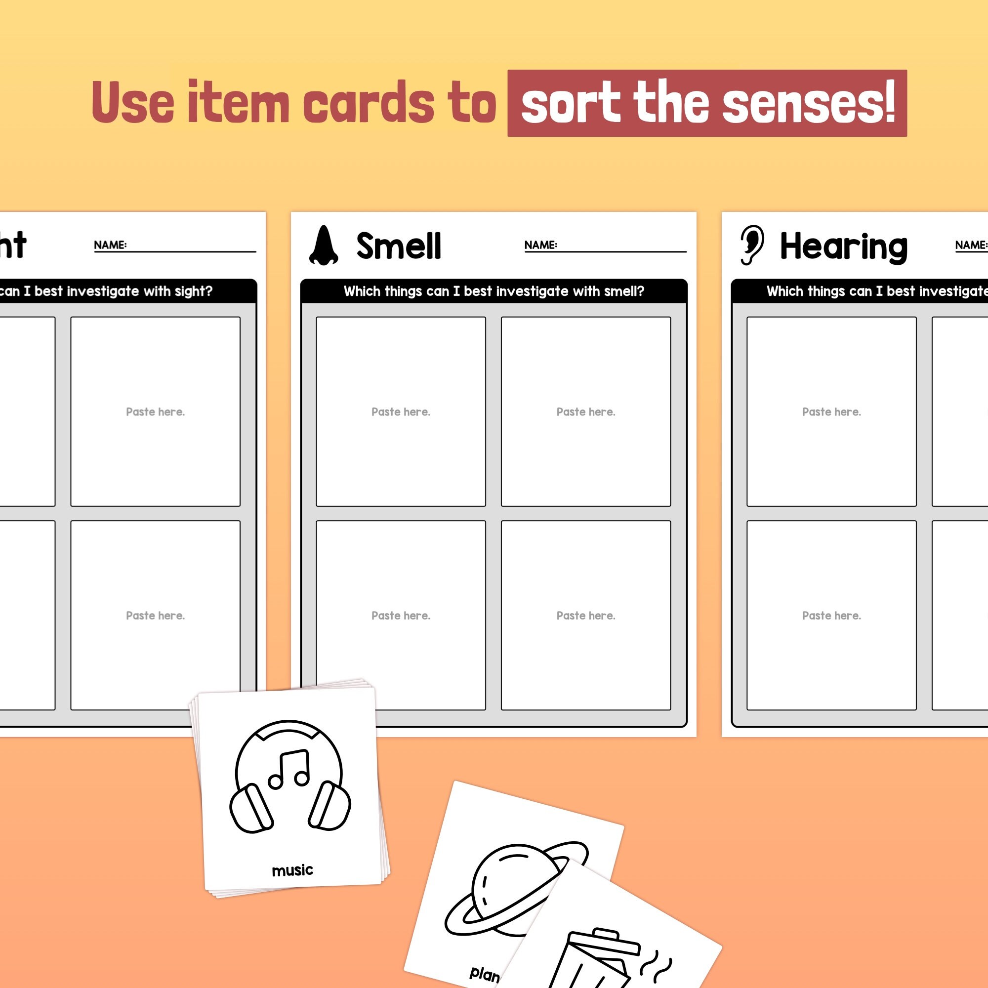 Five Senses Activity | 5 Senses Picture Sort, Kindergarten & 1st Grade ...